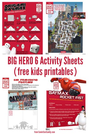 Free Kids Printables: BIG HERO 6 Activity Sheets - Comic Con Family