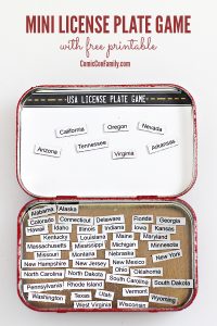 DIY Mini License Plate Game for Road Trips (with free printable)