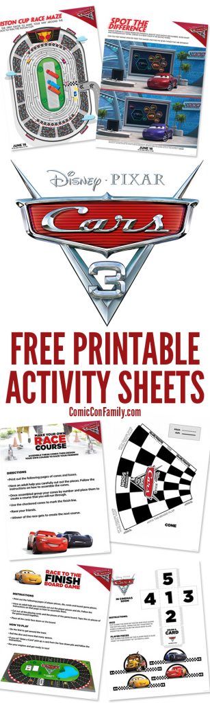 Free Printables: Cars 3 Activity Sheets - Comic Con Family